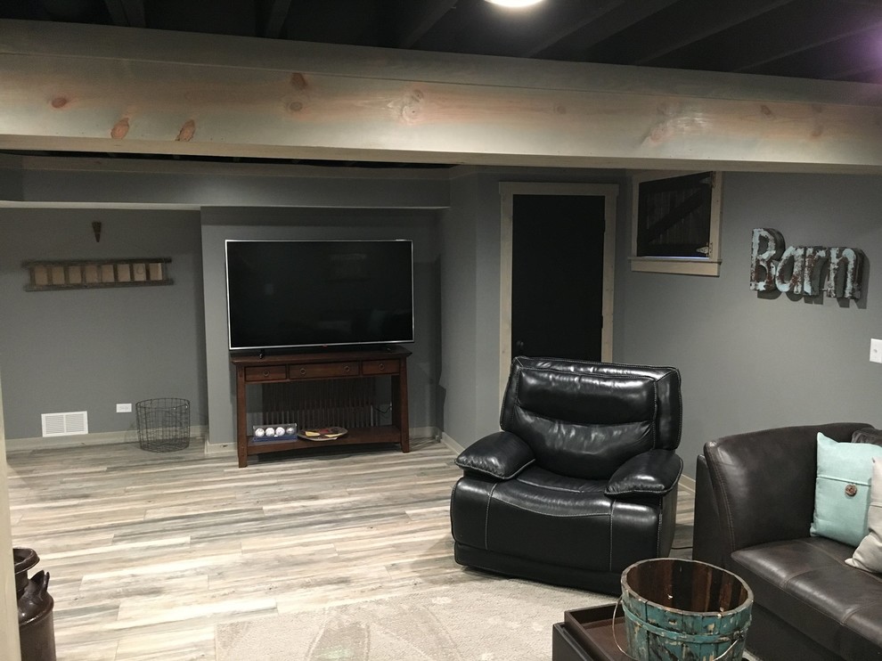 Barn Wood Basement - Farmhouse - Basement - Chicago - by Harrison and ...