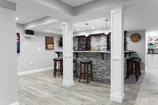 Basement Bar & Entertainment Area - Traditional - Basement - Boston ...