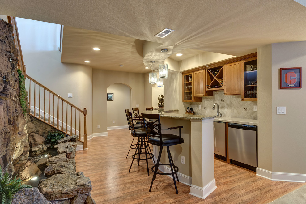 Basement Bar and Water Fountain - Traditional - Basement - Denver - by ...