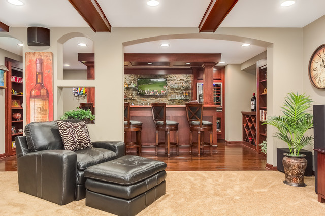 Basement Bar Area - Traditional - Basement - Chicago - by FBC Remodel ...