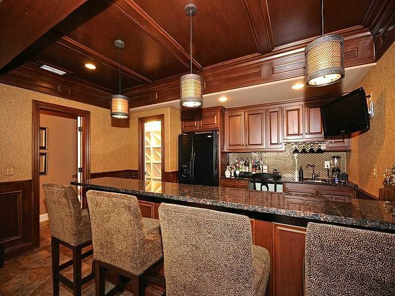 Basement Bar of European Brick and Stone Home - Traditional - Basement ...