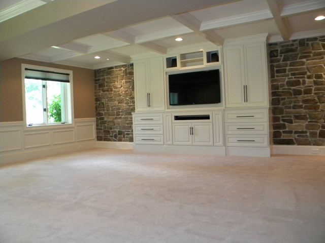 Basement Custom Entertainment Center - Modern - Basement - Philadelphia ...