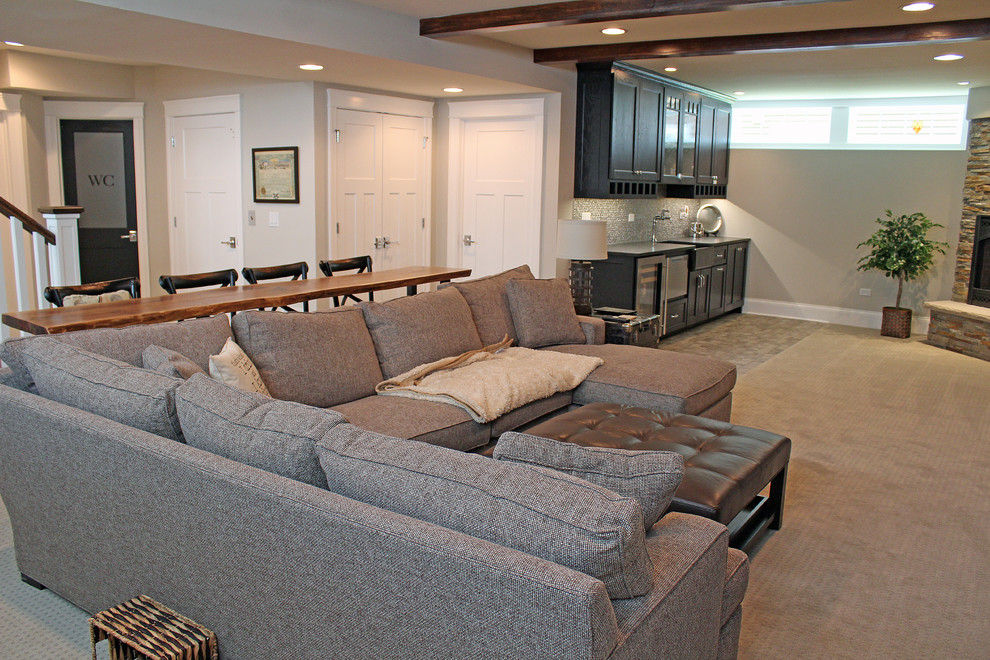 Basement Entertaining - Transitional - Basement - Chicago - by Meyer ...