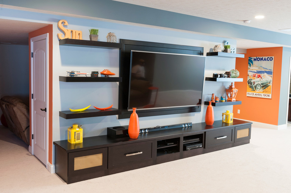 Basement Entertainment Center - Beach Style - Basement - Indianapolis ...