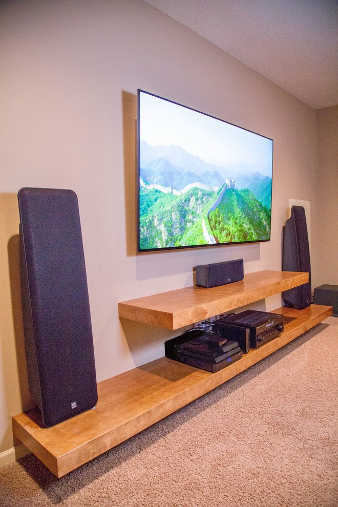 Basement Entertainment Center-Floating Shelves - Transitional ...