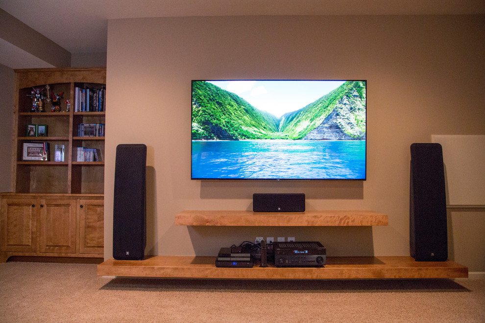Basement Entertainment Center-Floating Shelves - Transitional ...