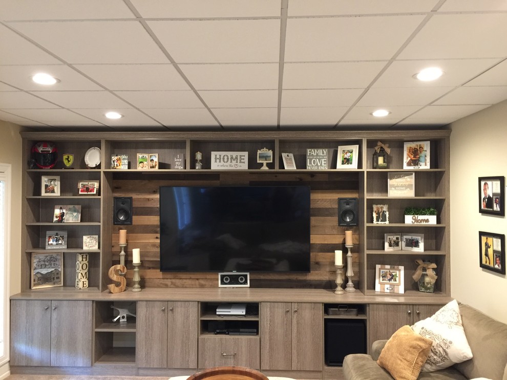 Basement entertainment center - Transitional - Basement - Detroit - by ...