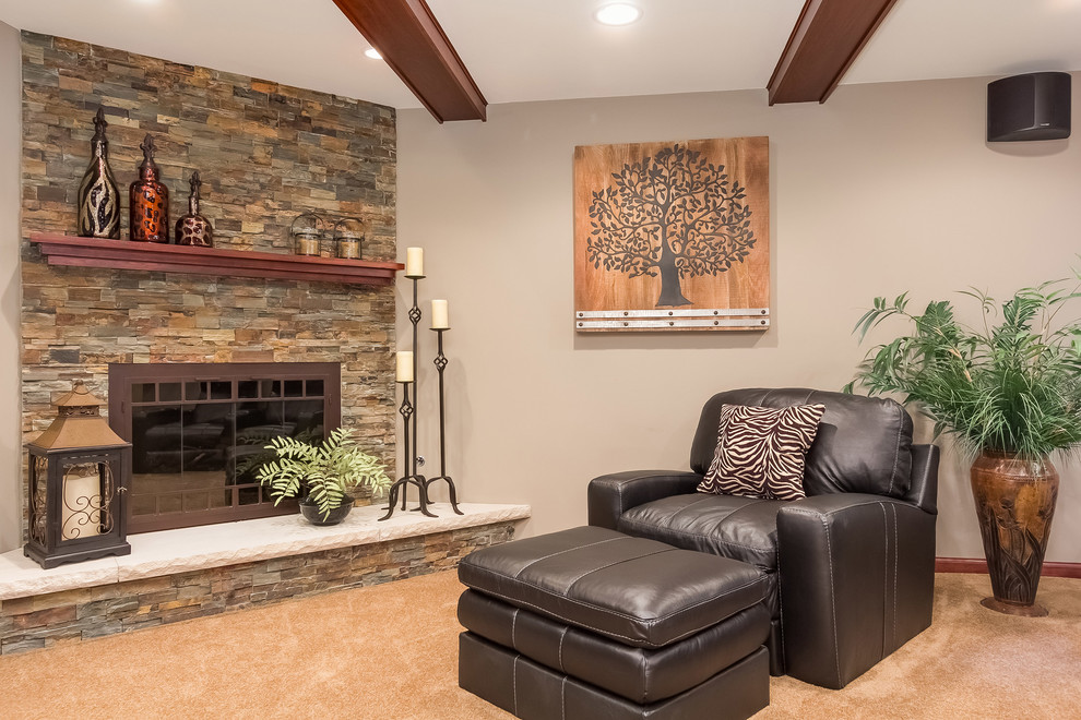Basement Fireplace - Traditional - Basement - Chicago - by FBC Remodel ...