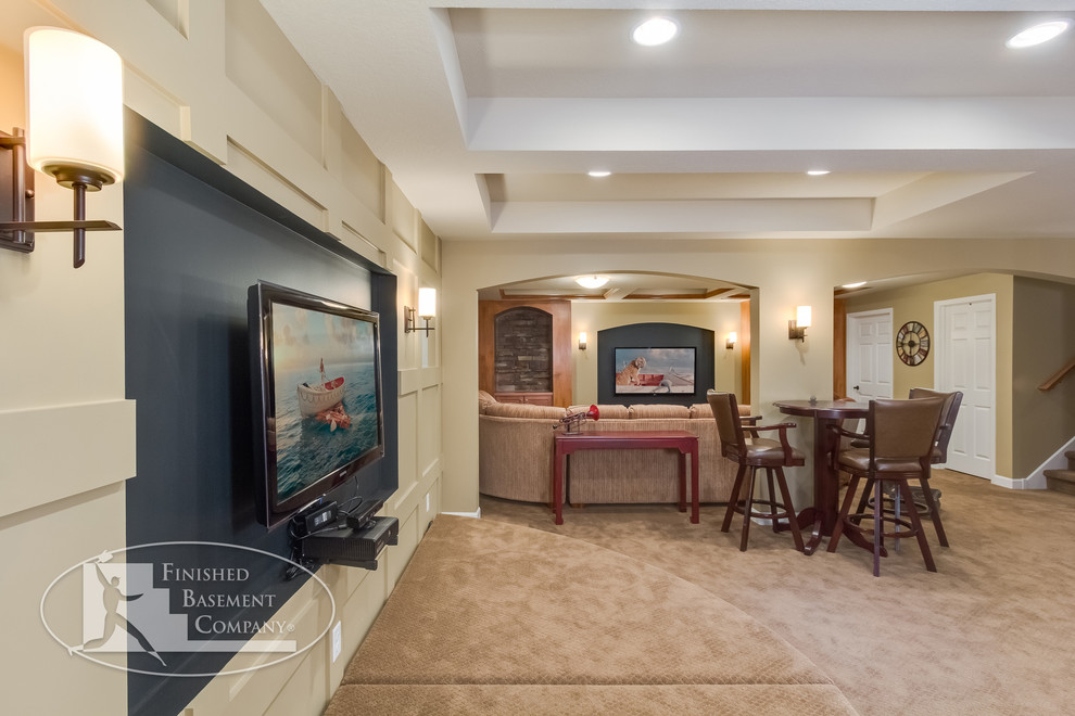 Basement Gaming Area and Home Theater - Traditional - Basement ...