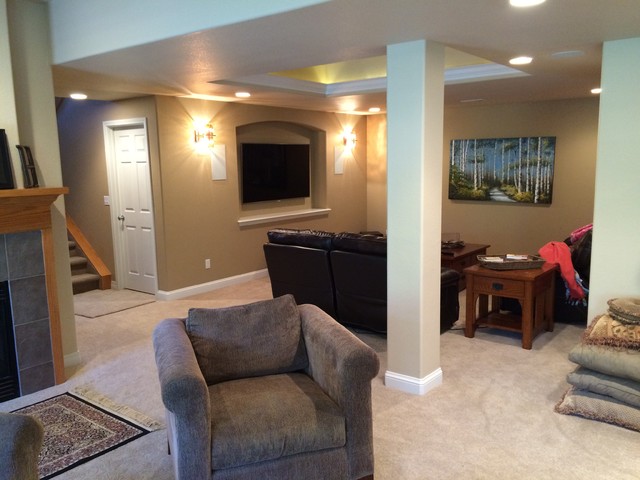Basement great room - Traditional - Basement - Denver - by Castle Pines ...