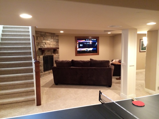 Basement great room - Traditional - Basement - Denver - by Castle Pines ...