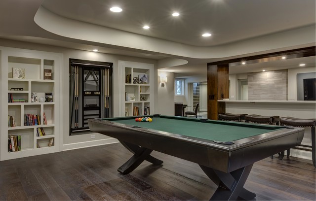 Basement Great Room with Pool Table - Contemporary - Basement - Denver ...