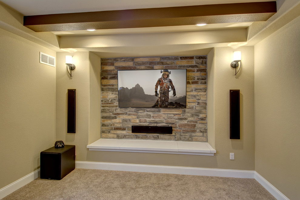 Basement Home Theater TV Wall - Transitional - Basement - Denver - by ...