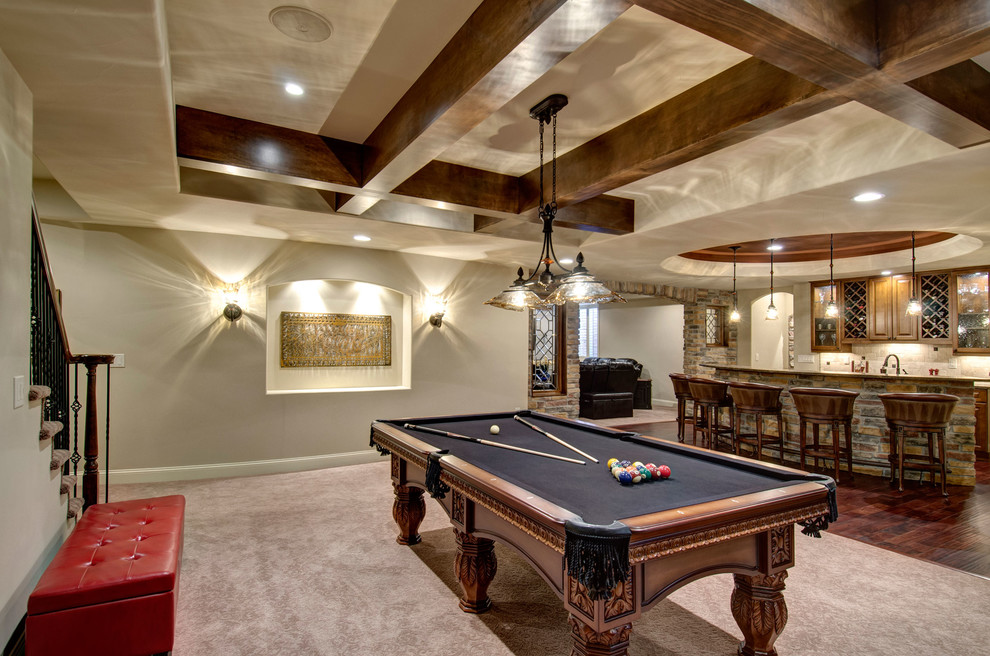 Basement Pool Table Bar Traditional Basement Denver By FBC