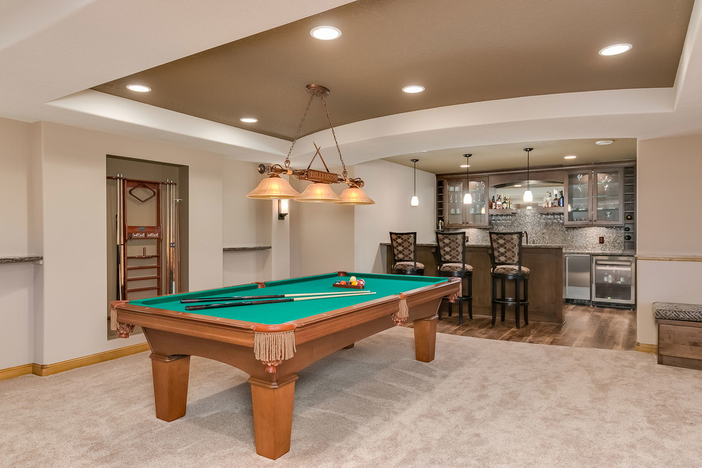 Basement Pool Table & Bar - Transitional - Basement - Minneapolis - by ...