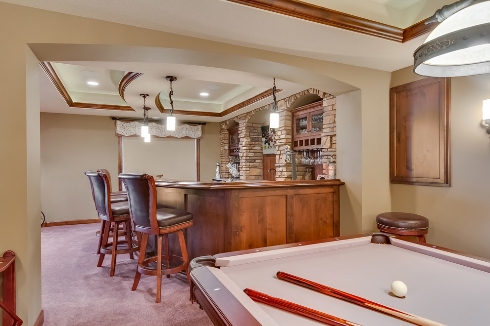 Basement Pool Table and Bar - Traditional - Basement - Minneapolis - by ...