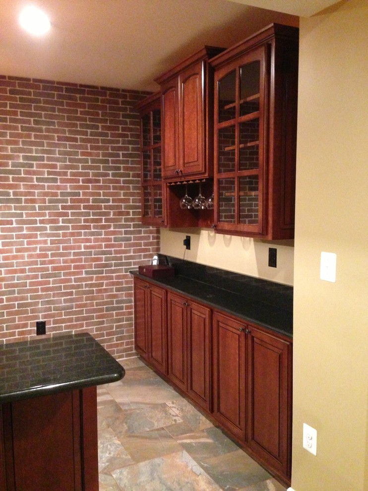 Basement Remodel with New Bar and Ceramic Tile Floor - Traditional ...