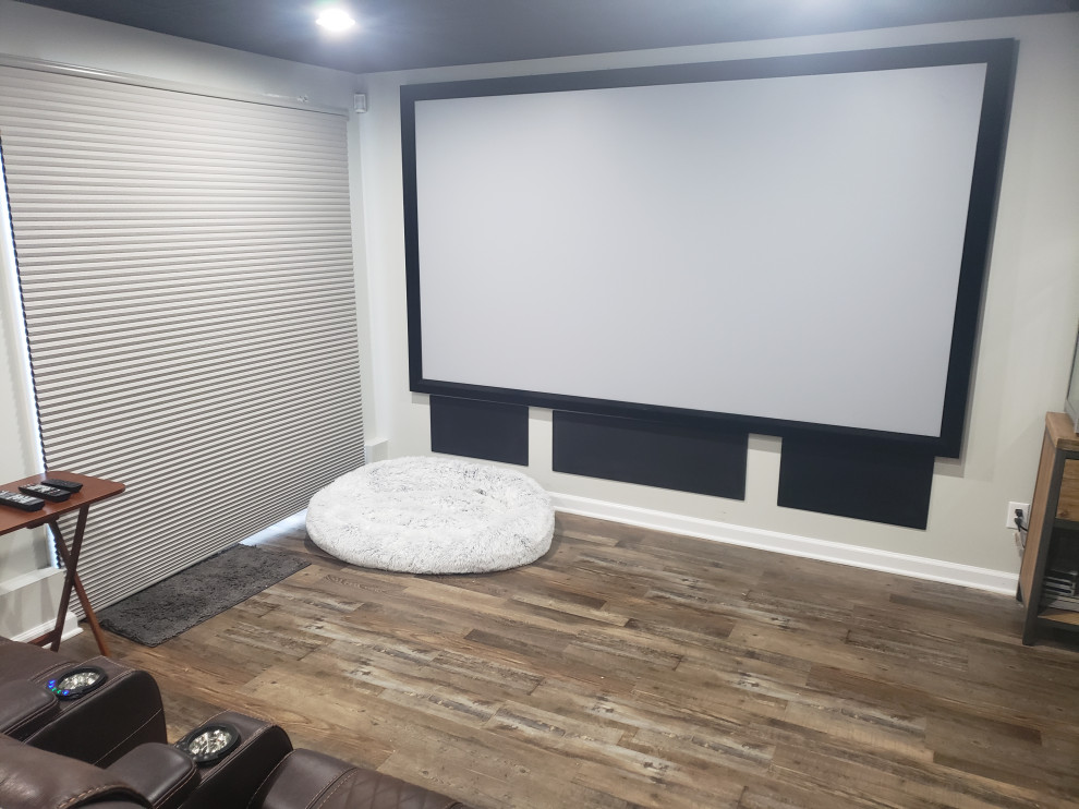 Basement Theater, small space - Big screen - Traditional - Basement ...
