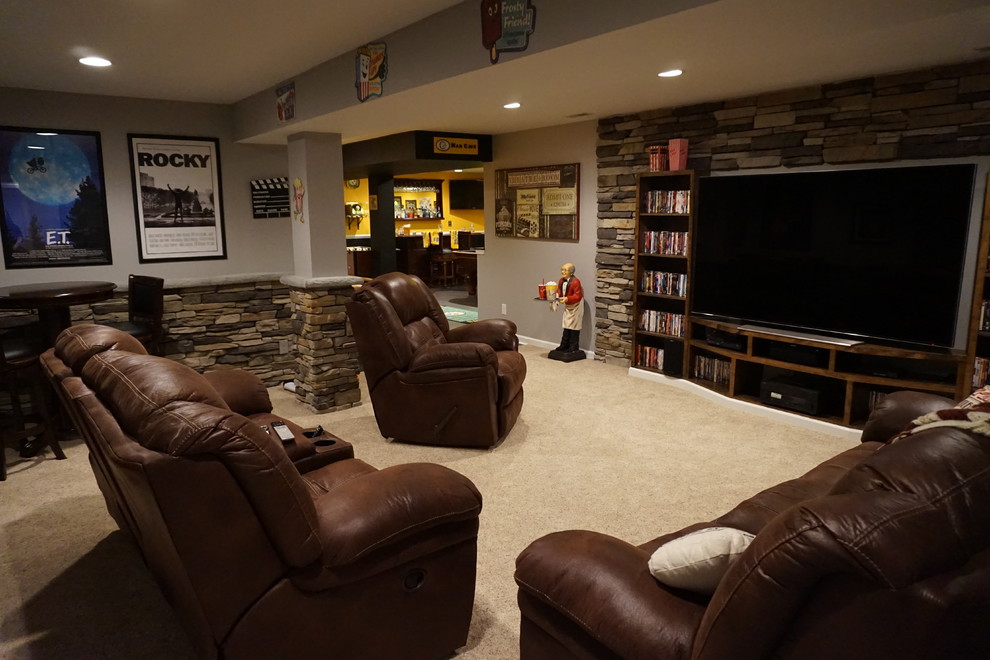 Basement TV Room - Traditional - Basement - Baltimore - by Bearded ...