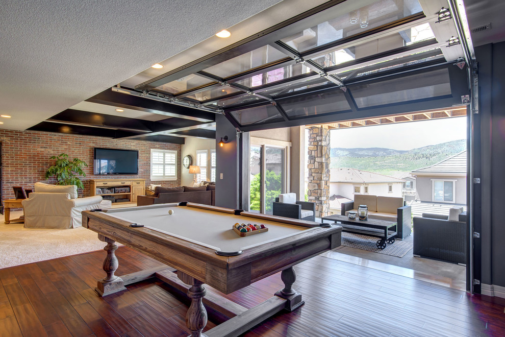 Basement Walk-out Garage Door - Transitional - Family Room - Denver ...
