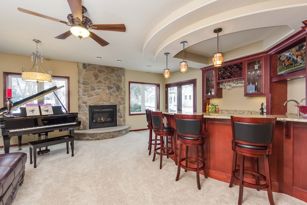 Basement Wet Bar and Piano - Traditional - Basement - Minneapolis - by ...