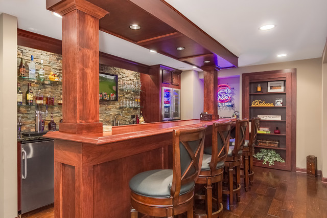 Basement Wet Bar Seating - Traditional - Basement - Chicago - by FBC ...