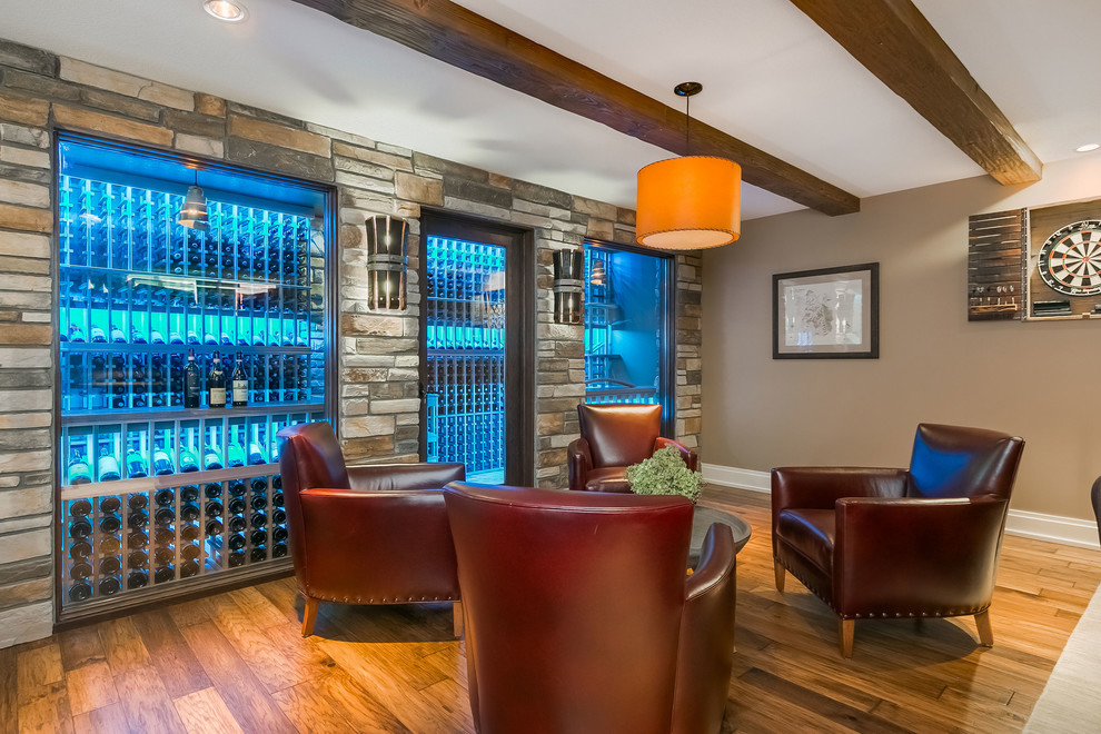 Basement Wine Tasting Area and Wine Cellar - Traditional - Basement ...