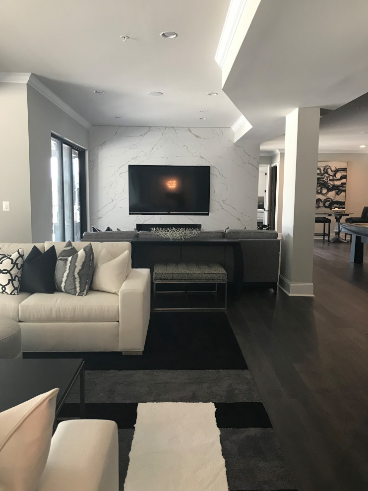 Black & White Basement Lounge - Modern - Basement - Boston - by Rose T ...