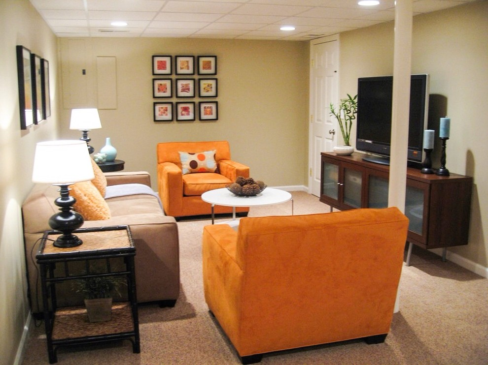 Bright basement redo - Contemporary - Basement - Bridgeport - by ...