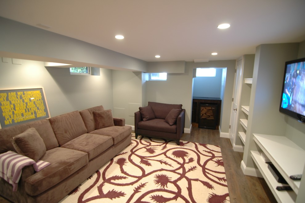 Center Hall Colonial Basement Renovation - Contemporary - Basement ...
