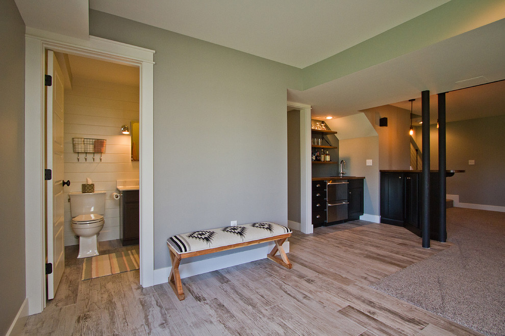 Contemporary Craftsman Basement Remodel - Traditional - Basement ...