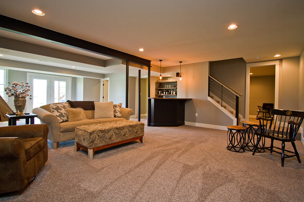 Contemporary Craftsman Basement Remodel - Craftsman - Basement - Other ...