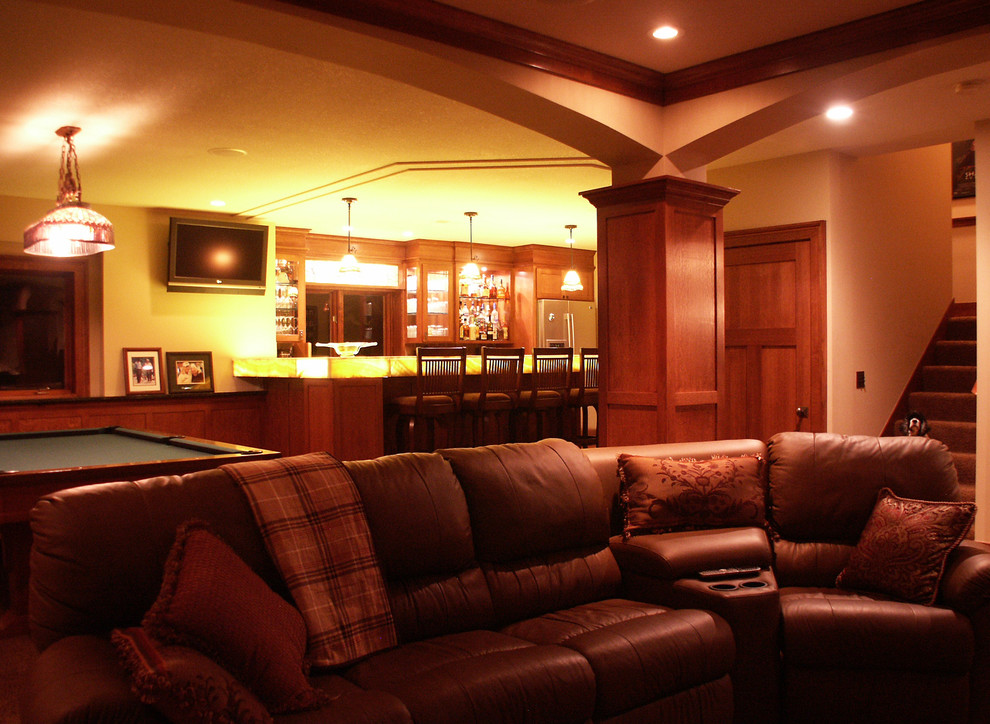Craftsman Basement Finish - Traditional - Basement - Minneapolis - by ...