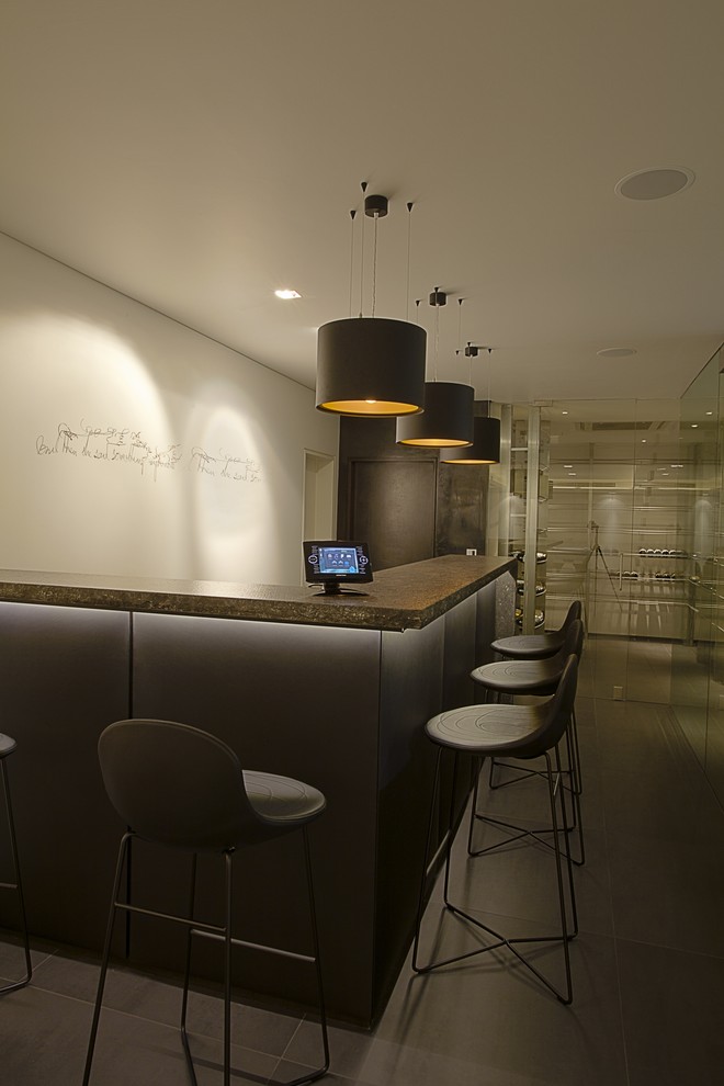 Crestron TPS-6X Handset on Bar - Modern - Basement - London - by Olive ...