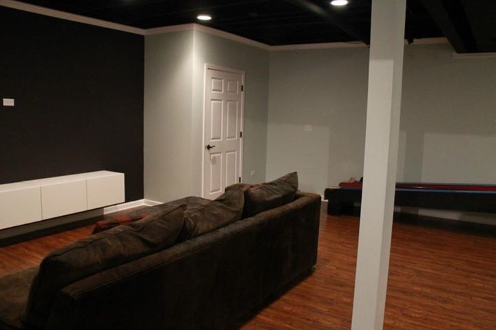 Custom flooring work in basement - Modern - Basement - Chicago | Houzz