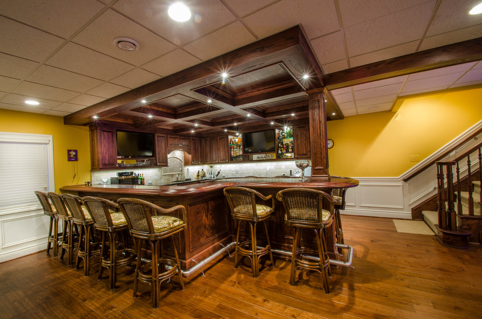Custom Solid Oak Bar - Traditional - Basement - Detroit - by JSB Finish ...
