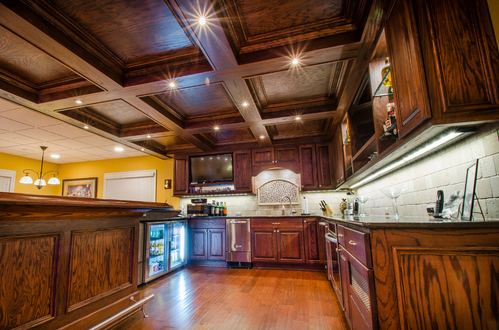 Custom Solid Oak Bar - Traditional - Basement - Detroit - by JSB Finish ...