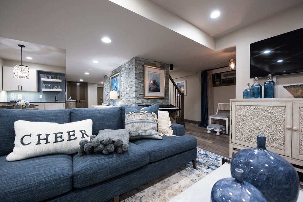 East Coast Nautical Basement - Beach Style - Basement - Austin - by ...