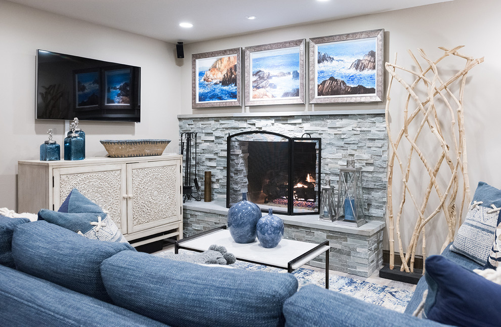 East Coast Nautical Basement - Beach Style - Basement - Austin - by ...