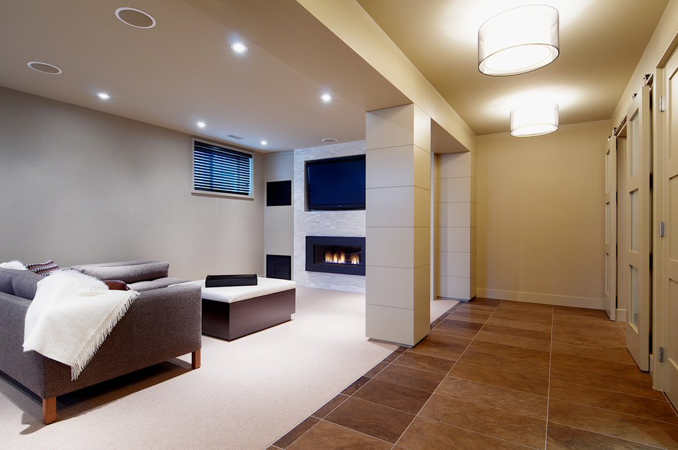 Elboya Modern Basement Renovation - Modern - Basement - Calgary | Houzz