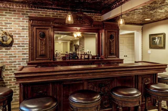 Englishpub Thin Brick Basement - Rustic - Home Bar - Other - by General ...