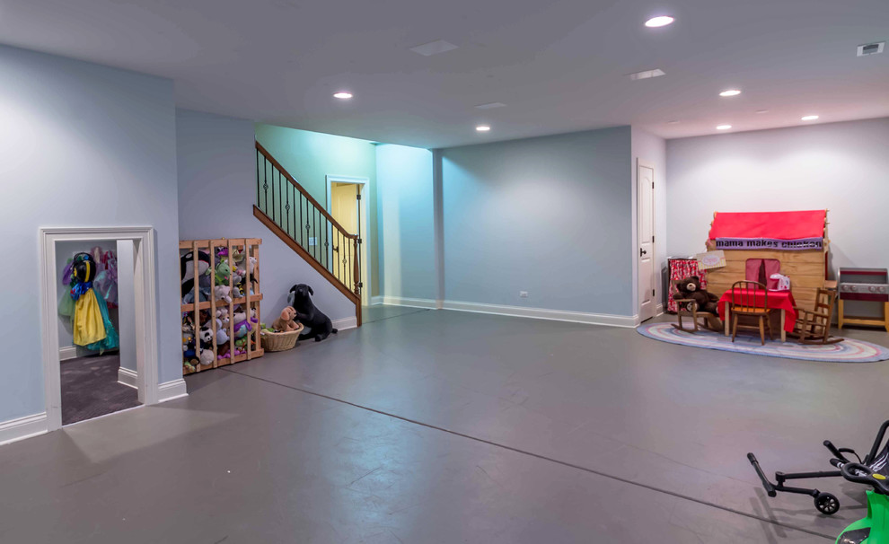 Family Basement Rec Room & Bath - Craftsman - Basement - Chicago - by ...