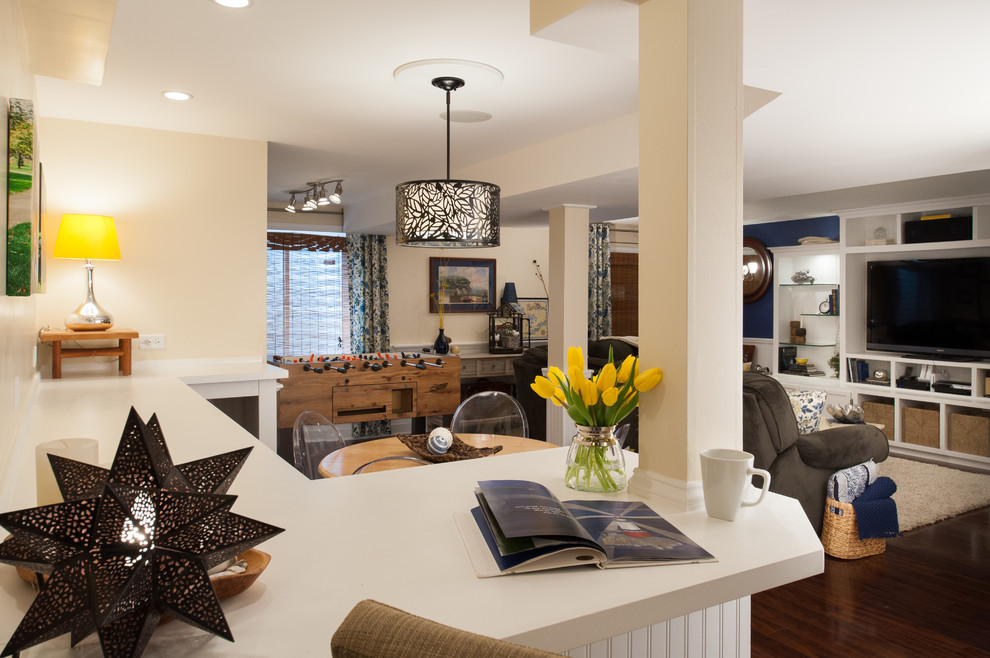 Family Friendly Basement transformation - Beach Style - Basement ...