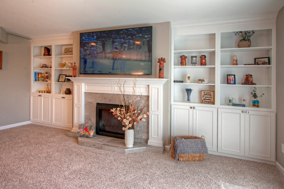 Finished Basement with Craft Room - Contemporary - Basement - St Louis ...