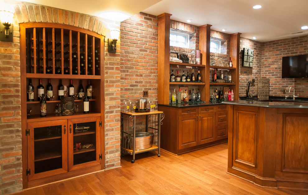 Full pub bar and custom wine rack - Traditional - Basement - DC Metro ...