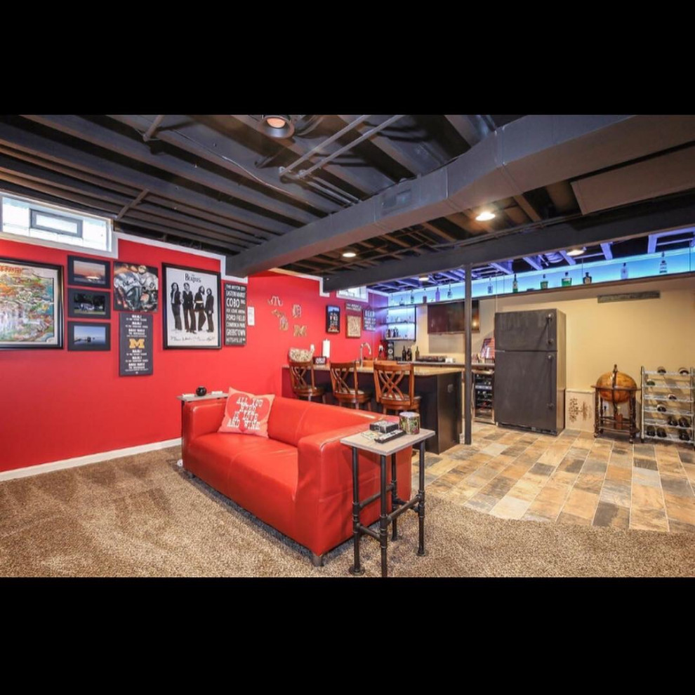 Fun + Bright Game Room Basement - Eclectic - Basement - Detroit - by ...