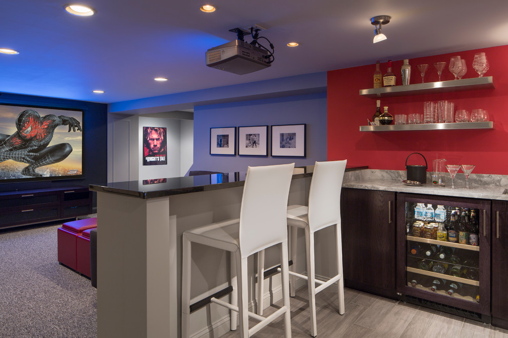 Haddad Hakansson Basement Media Room - Modern - Basement - Boston - by ...