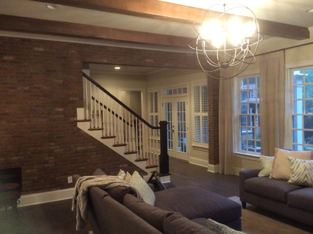 Industrial and Rustic Mix in Basement Makeover - Industrial - Basement ...