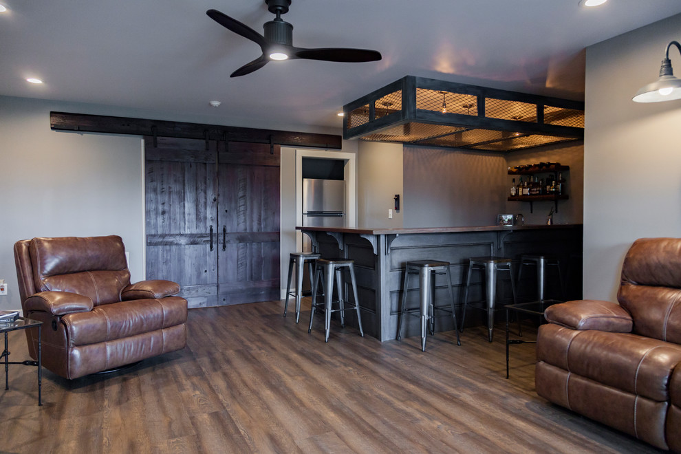 Industrial Basement Lounge - Industrial - Basement - Other - by Metamorphosis Studios, LLc | Houzz