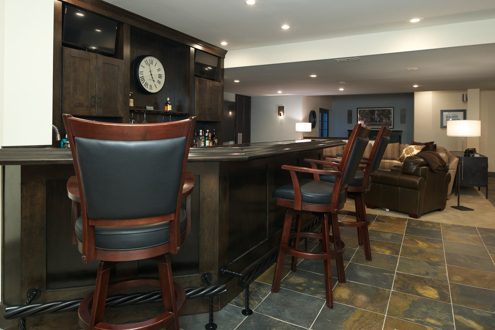 Inside a Unique English Country Exterior - Transitional - Basement ...